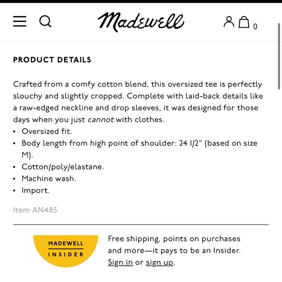 Madewell | Tops | Nwt Madewell Raw Edge Hangout Tee | Poshmark